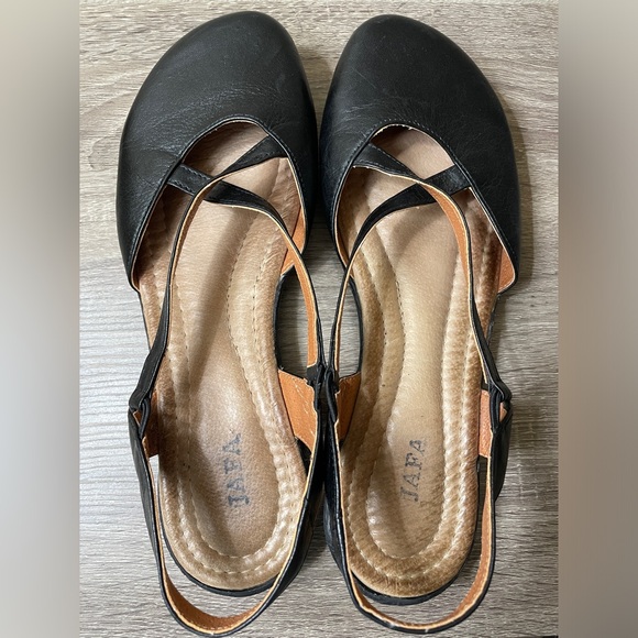 Jafa | Shoes | Jafa Size 9 Us42 Eur Black Leather 5 Mellet Slingback ...